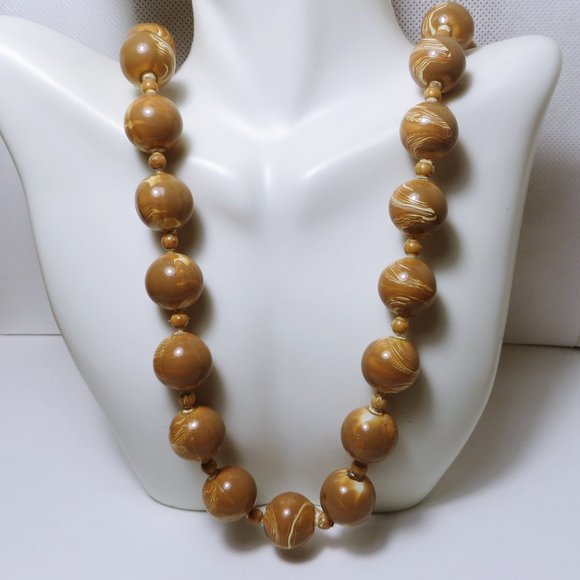 Jewelry | Wonderful Unique Vintage Carmel Cream Colored Bead 26 ...